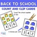 Back to School Count and Clip Cards 1-20 Math Task Cards Printable ...