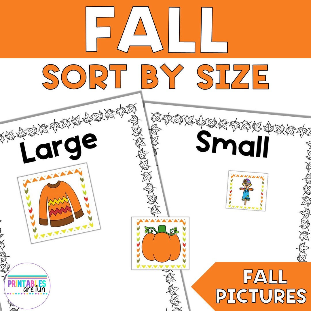 Fall Sort by Size Activity, Size Sorting Mats, Preschool, Homeschool - Etsy