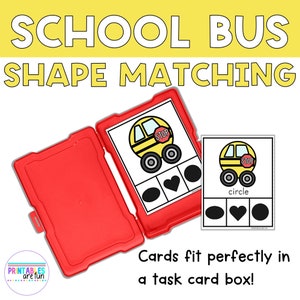 School Bus 2D Shape Matching Clip Cards | Printable Math Activity for ...