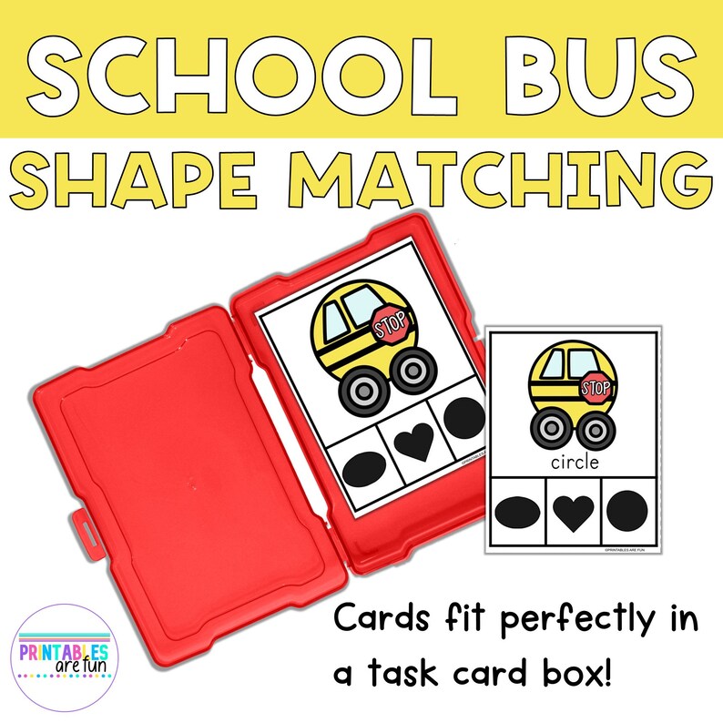 School Bus 2D Shape Matching Clip Cards | Printable Math Activity for ...