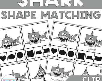 Shark 2D Shape Matching Clip Cards | Printable Math Activity for ...