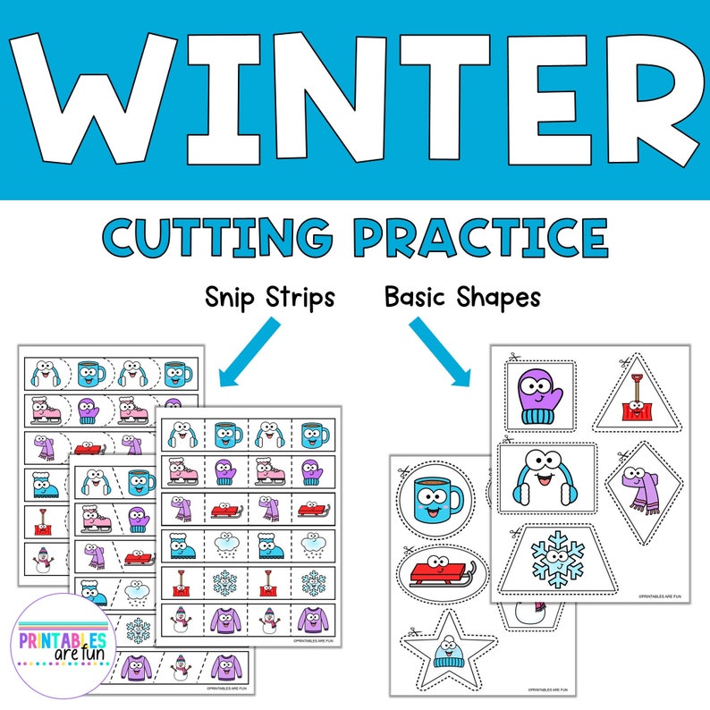 Winter Cutting Practice | Fine Motor Scissor Skills for Preschool - Etsy