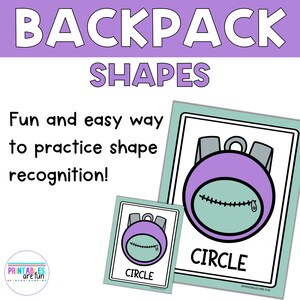 School Backpack 2D Shape Posters and Flash Cards Printable Math ...