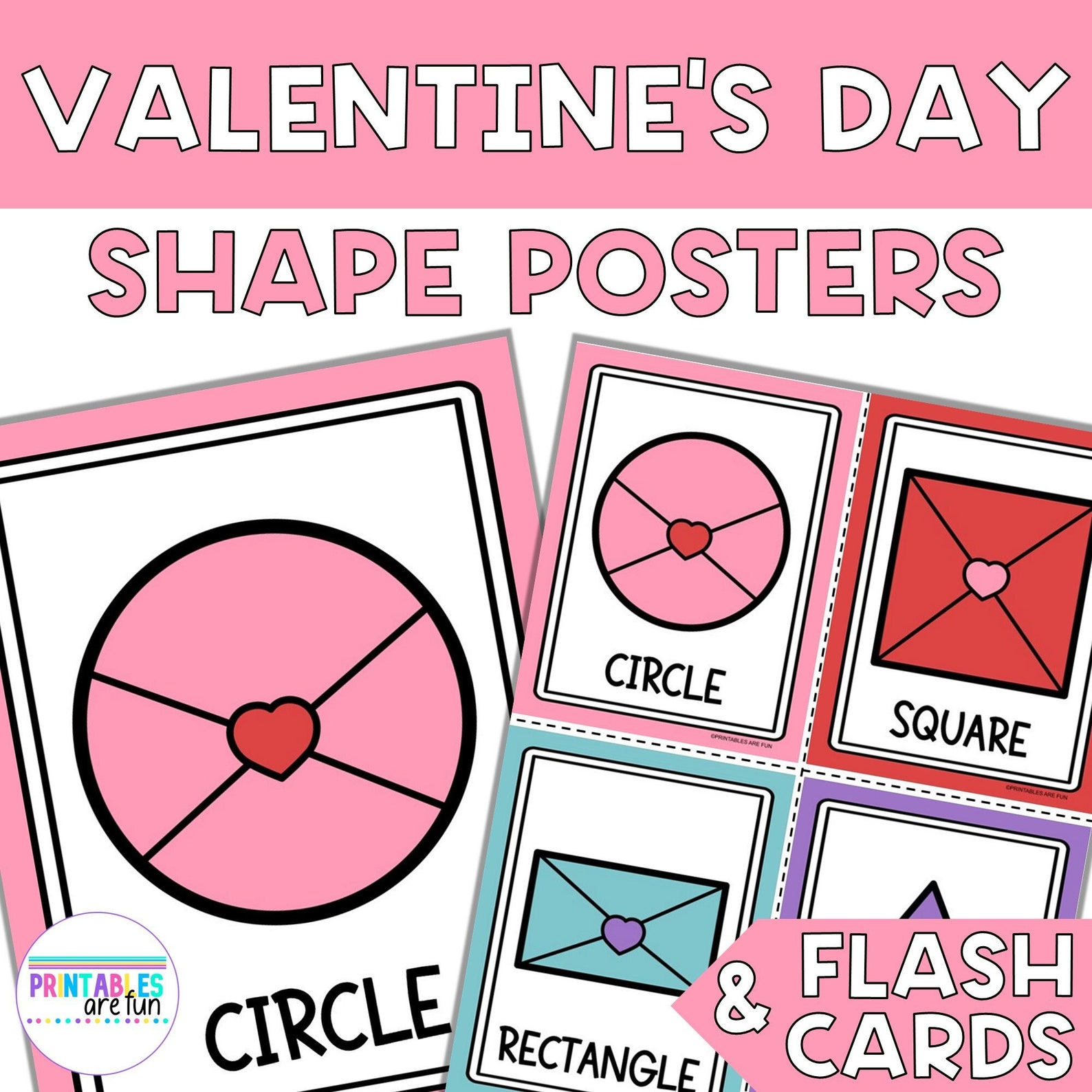 Valentine's Day 2D Shape Posters and Flash Cards | Printable Math ...