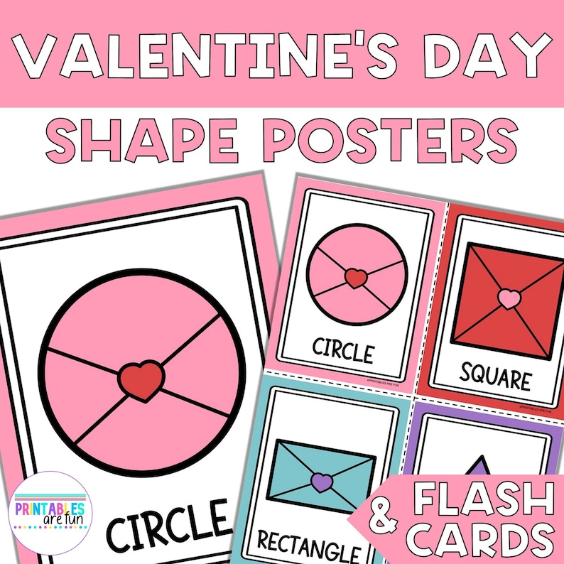 Valentine's Day 2D Shape Posters and Flash Cards | Printable Math ...