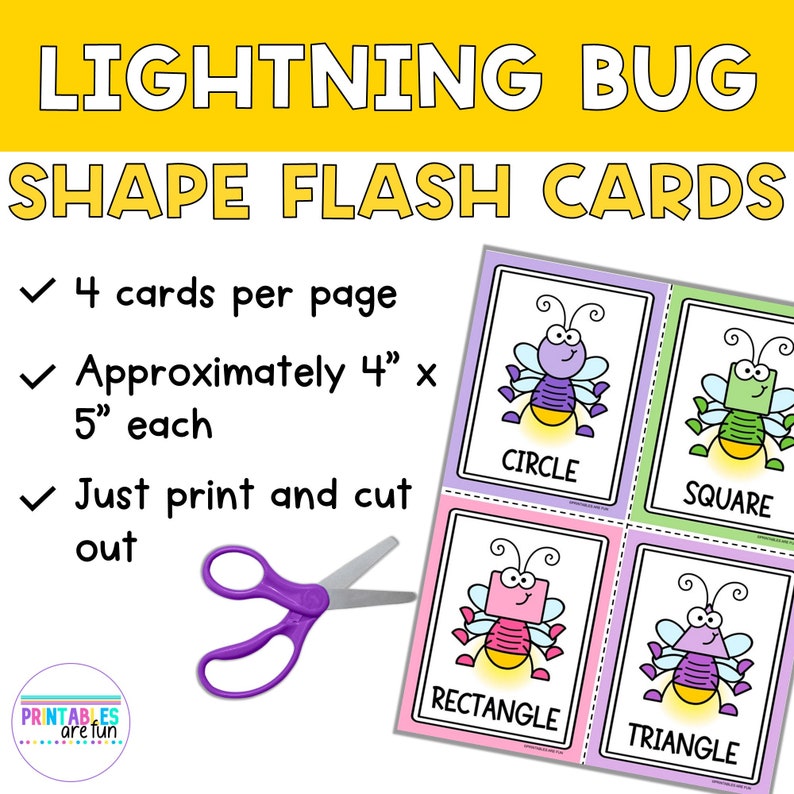 Lightning Bug 2D Shape Posters and Flash Cards | Printable Math ...