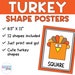 Thanksgiving Turkey 2D Shape Posters and Flash Cards | Printable Math ...