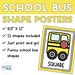 School Bus 2D Shape Posters and Flash Cards Printable Math Activity for ...
