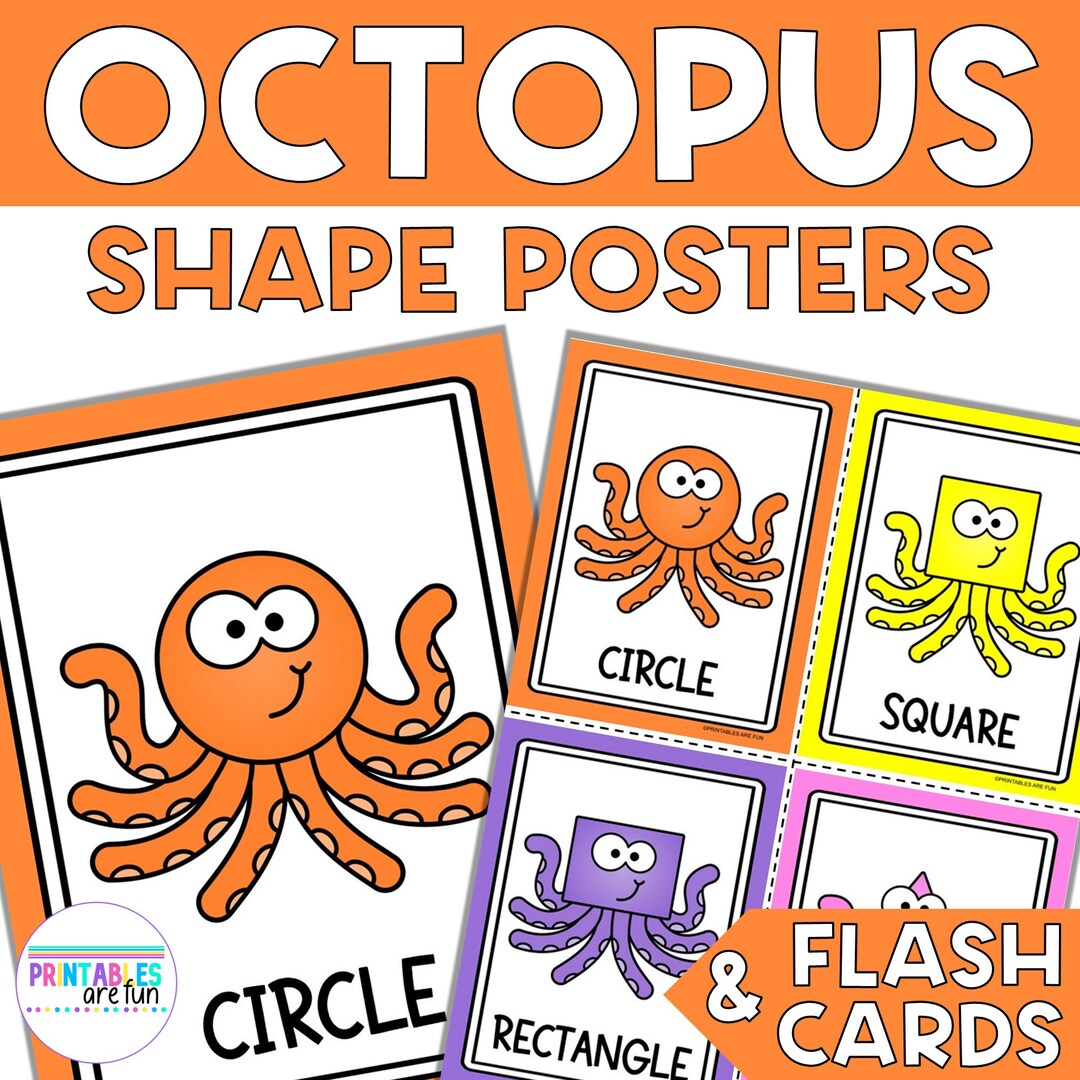 Octopus 2D Shape Posters and Flash Cards | Printable Math Activity for ...