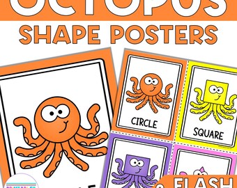 Octopus 2D Shape Posters and Flash Cards | Printable Math Activity for ...