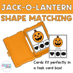Halloween Jack-o-lantern 2D Shape Matching Clip Cards | Printable Math ...