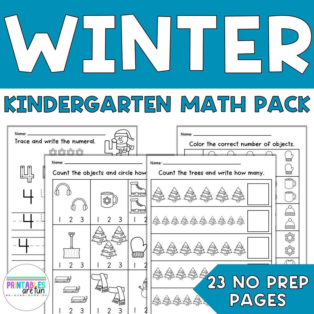 Winter Math Pack for Prek and Kindergarten | Counting 1-10 | NO PREP ...