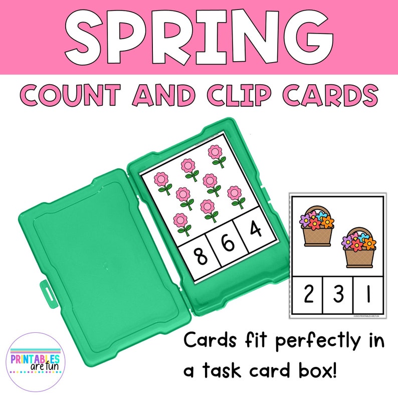 Spring Count and Clip Cards 1-20 | Math Task Cards | Printable Counting ...