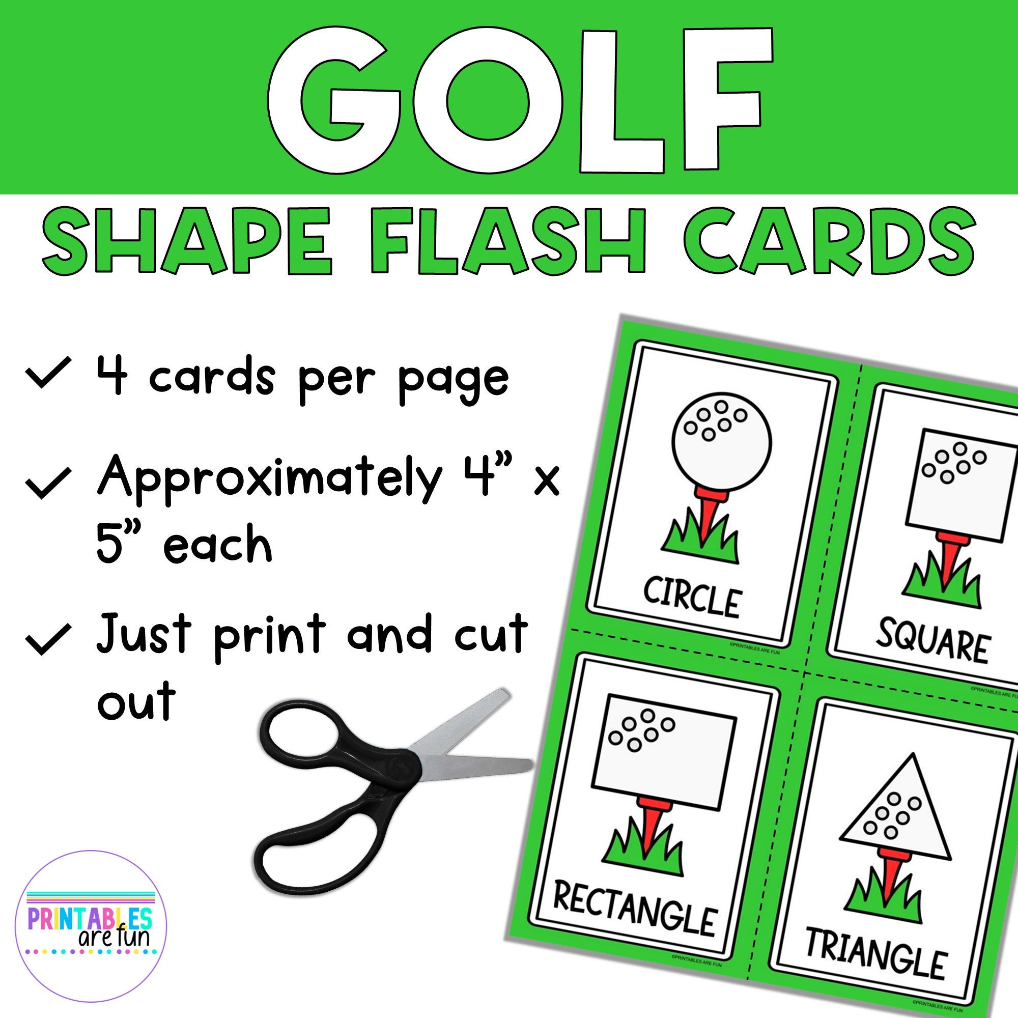 Golf 2D Shape Posters and Flash Cards | Printable Math Activity for ...