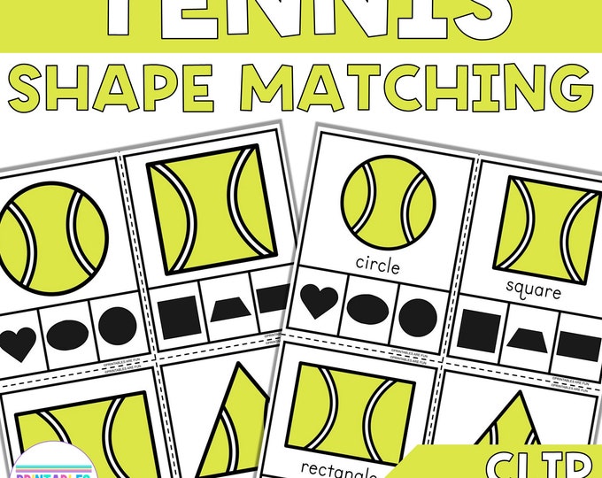 Tennis 2D Shape Matching Clip Cards | Printable Math Activity for ...