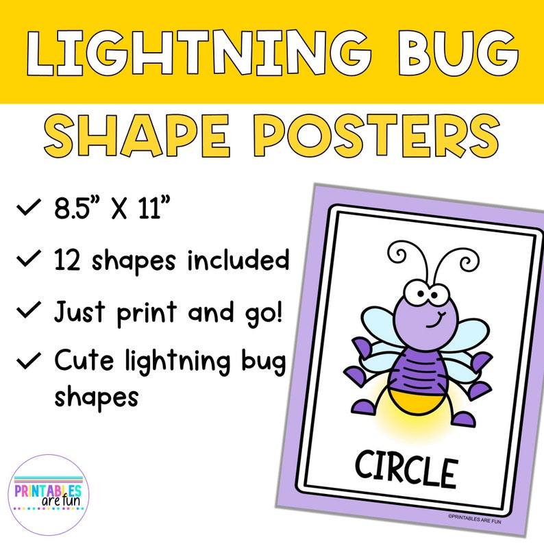 Lightning Bug 2D Shape Posters and Flash Cards | Printable Math ...