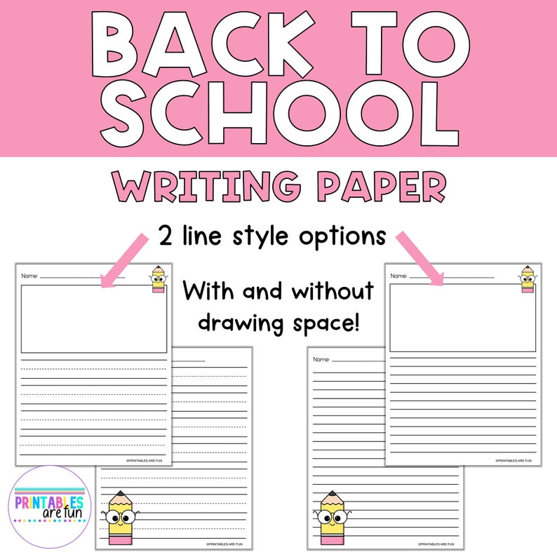 Back to School Writing Paper for Kids | Printable Lined Paper | Story ...