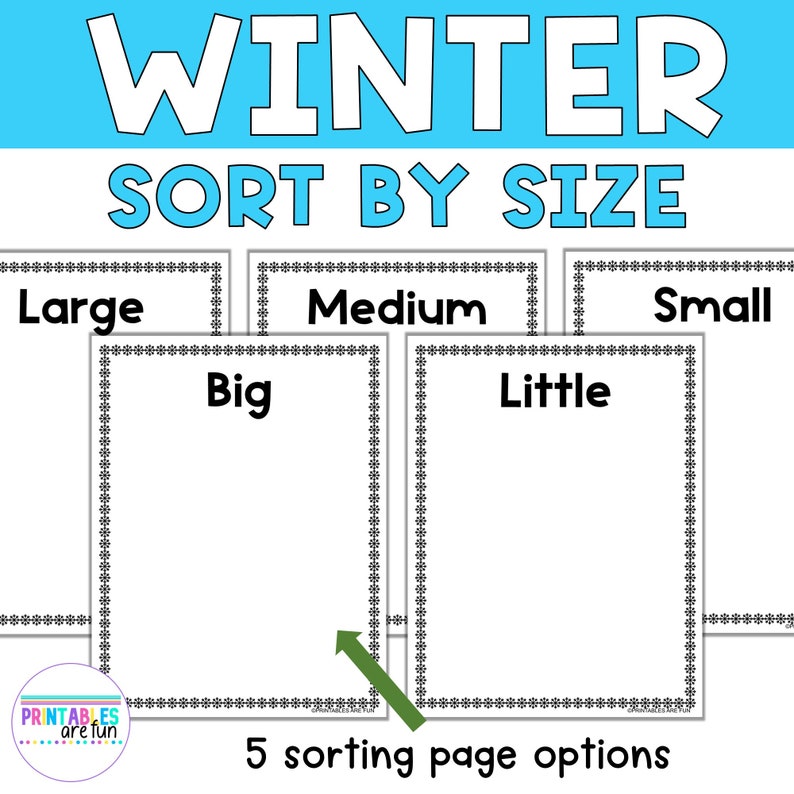 Winter Sort by Size Activity, Size Sorting Mats, Preschool, Homeschool ...