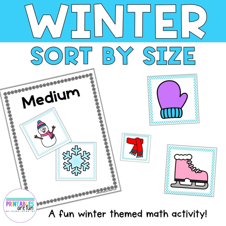 Winter Sort by Size Activity, Size Sorting Mats, Preschool, Homeschool ...