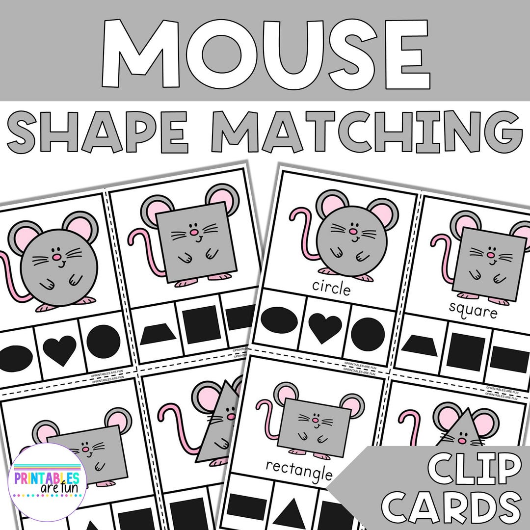 Mouse 2D Shape Matching Clip Cards | Printable Math Activity for ...