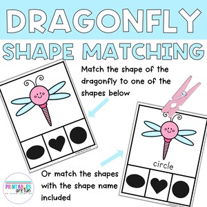 Dragonfly 2D Shape Matching Clip Cards | Printable Math Activity for ...