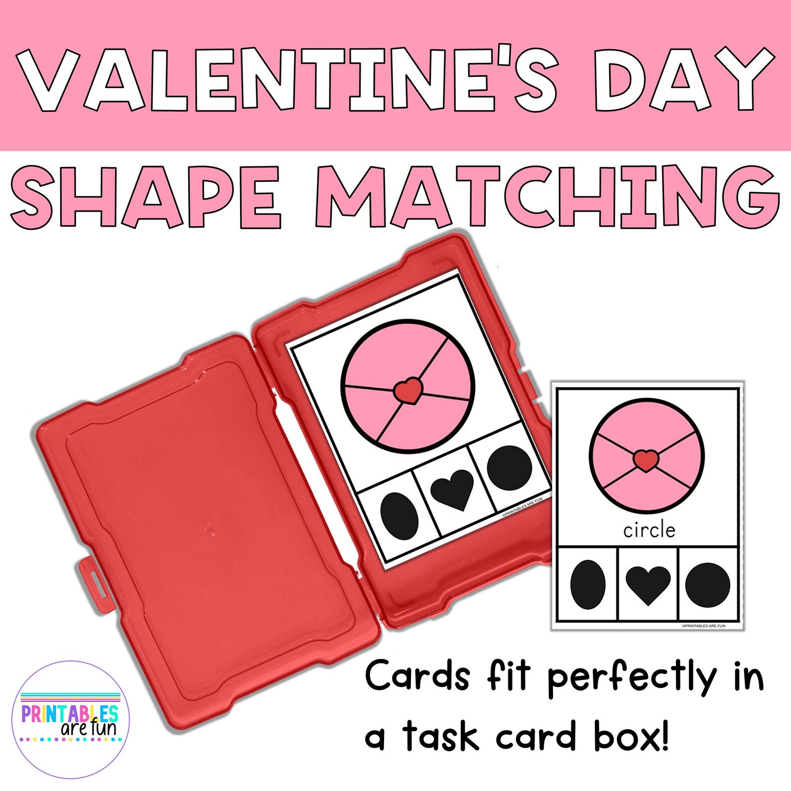 Valentine's Day 2D Shape Matching Clip Cards Printable Math Activity ...