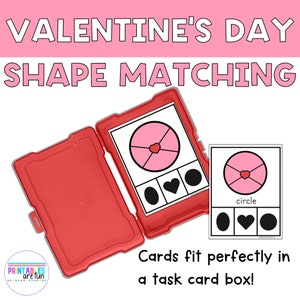 Valentine's Day 2D Shape Matching Clip Cards | Printable Math Activity ...