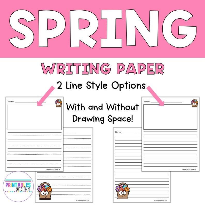 Spring Writing Paper for Kids | Printable Lined Paper | Story Writing ...