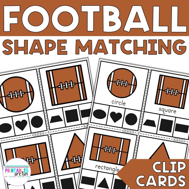 Football 2D Shape Matching Clip Cards Printable Math - Etsy