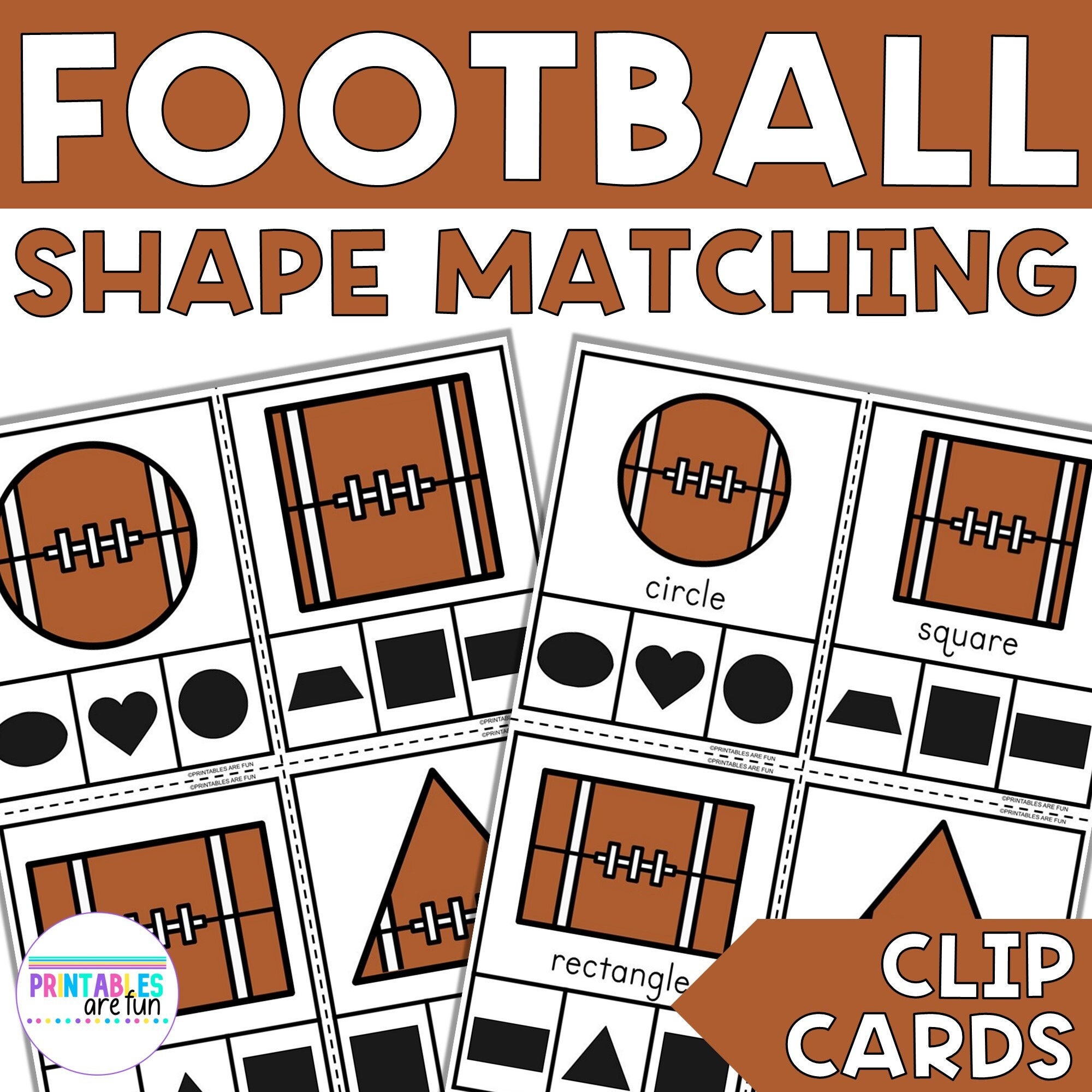 Football 2D Shape Matching Clip Cards | Printable Math Activity for ...
