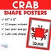 Crab 2D Shape Posters and Flash Cards | Printable Math Activity for ...