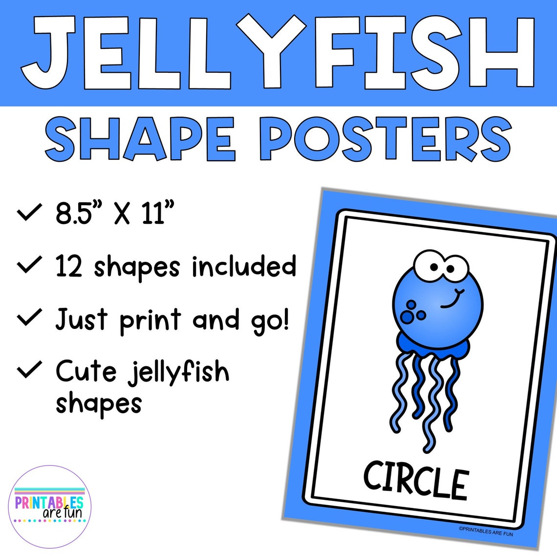 Jellyfish 2D Shape Posters and Flash Cards | Printable Math Activity ...
