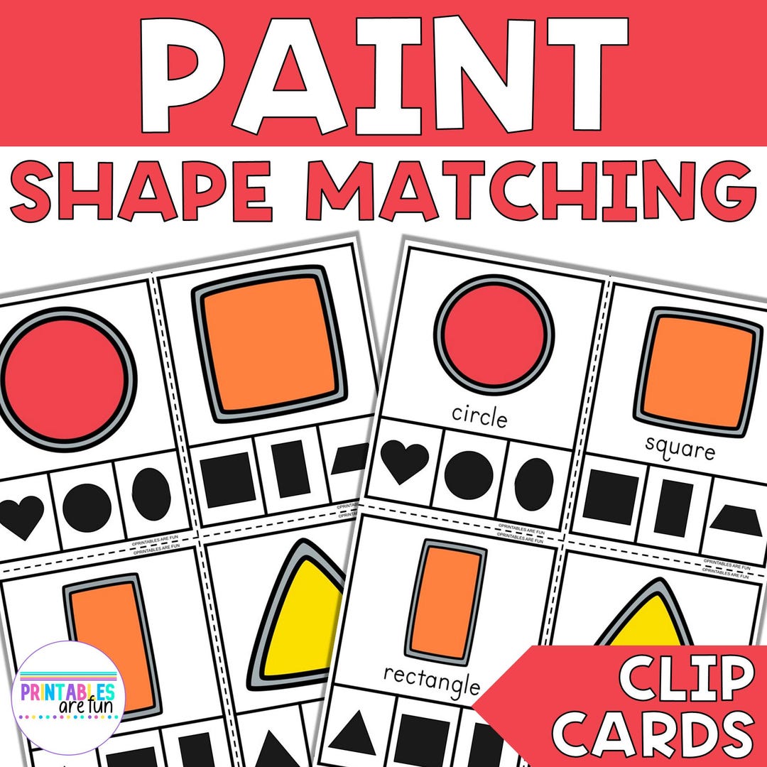 School Paint 2D Shape Matching Clip Cards | Printable Math Activity for ...