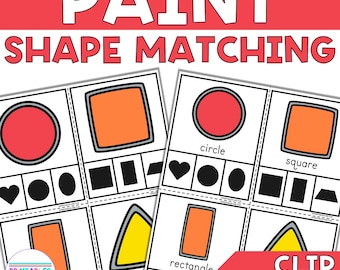 School Paint 2D Shape Matching Clip Cards | Printable Math Activity for ...