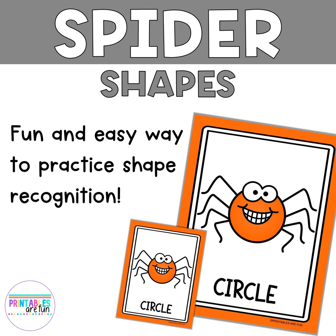 Spider 2D Shape Posters and Flash Cards Printable Math Activity for ...