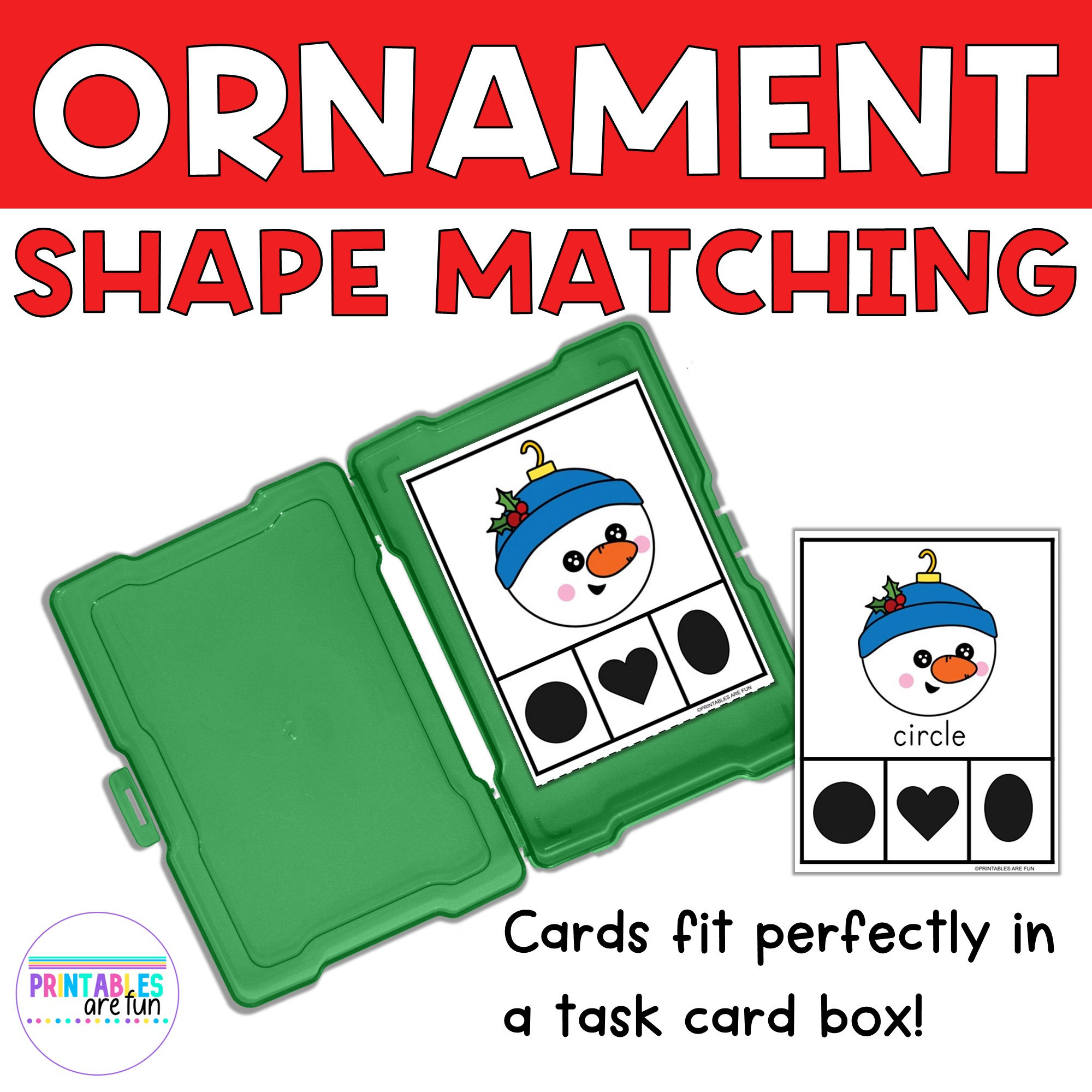 Christmas Ornament 2D Shape Matching Clip Cards Printable - Etsy