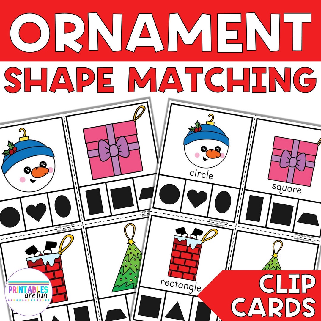 Christmas Ornament 2D Shape Matching Clip Cards Printable - Etsy