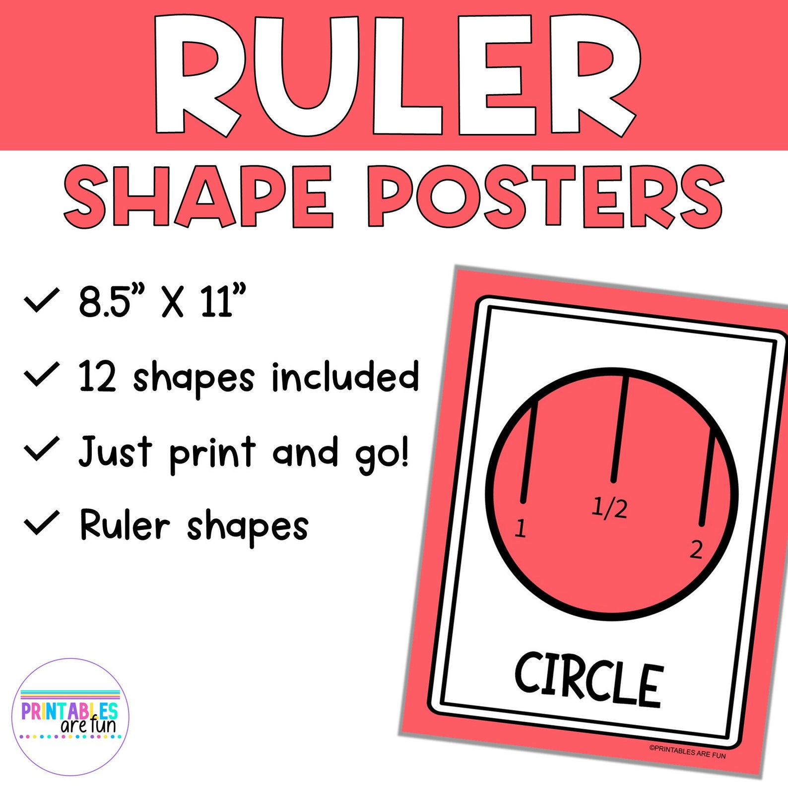 School Ruler 2D Shape Posters and Flash Cards | Printable Math Activity ...