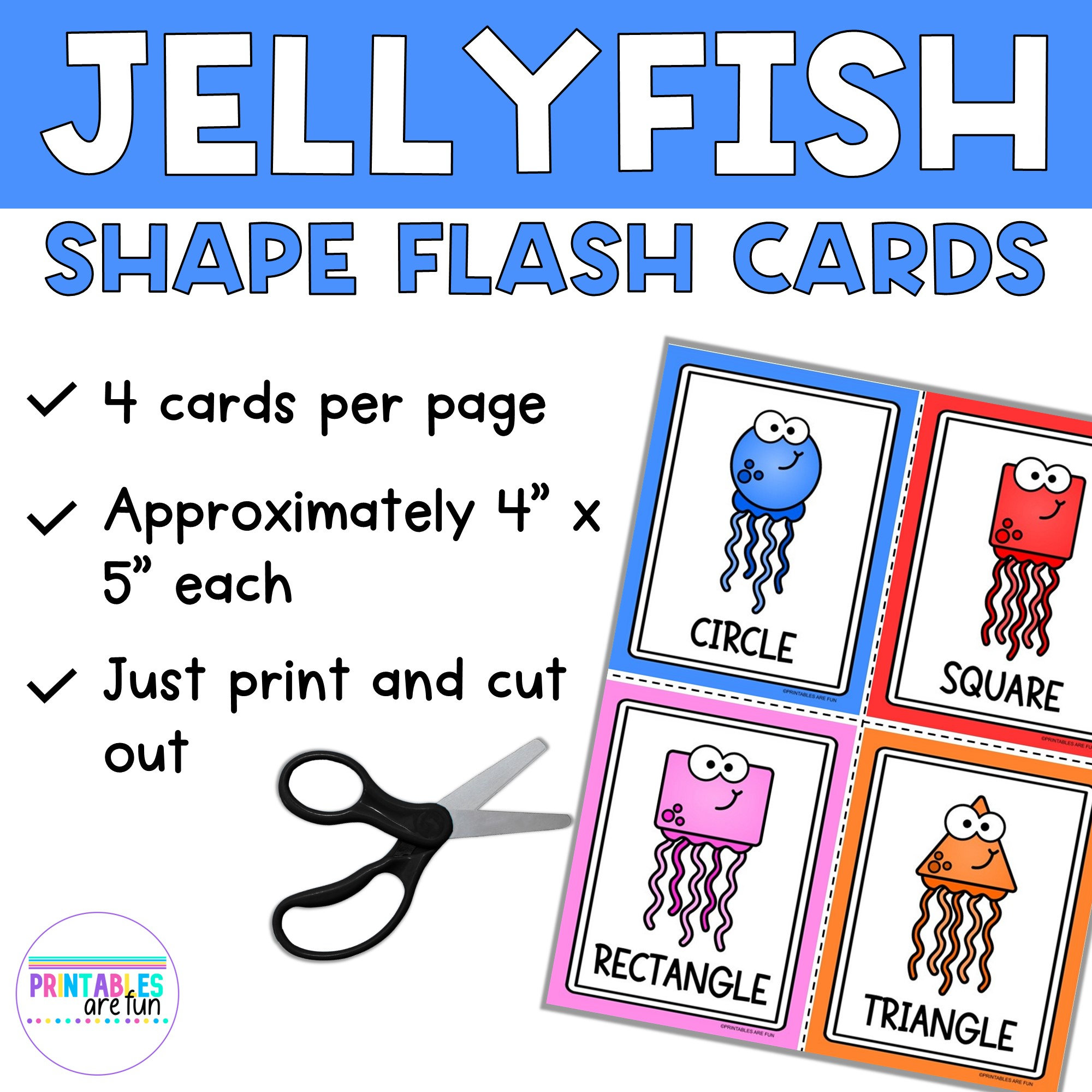 Jellyfish 2D Shape Posters and Flash Cards | Printable Math Activity ...