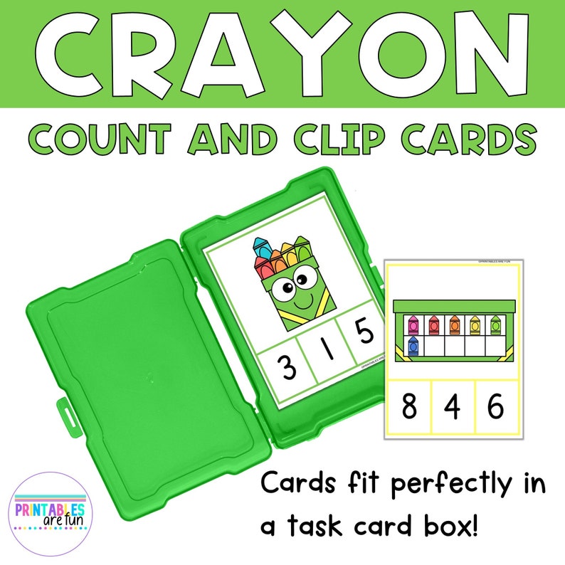 School Crayon Count and Clip Cards 1-10 | Math Task Cards | Printable ...