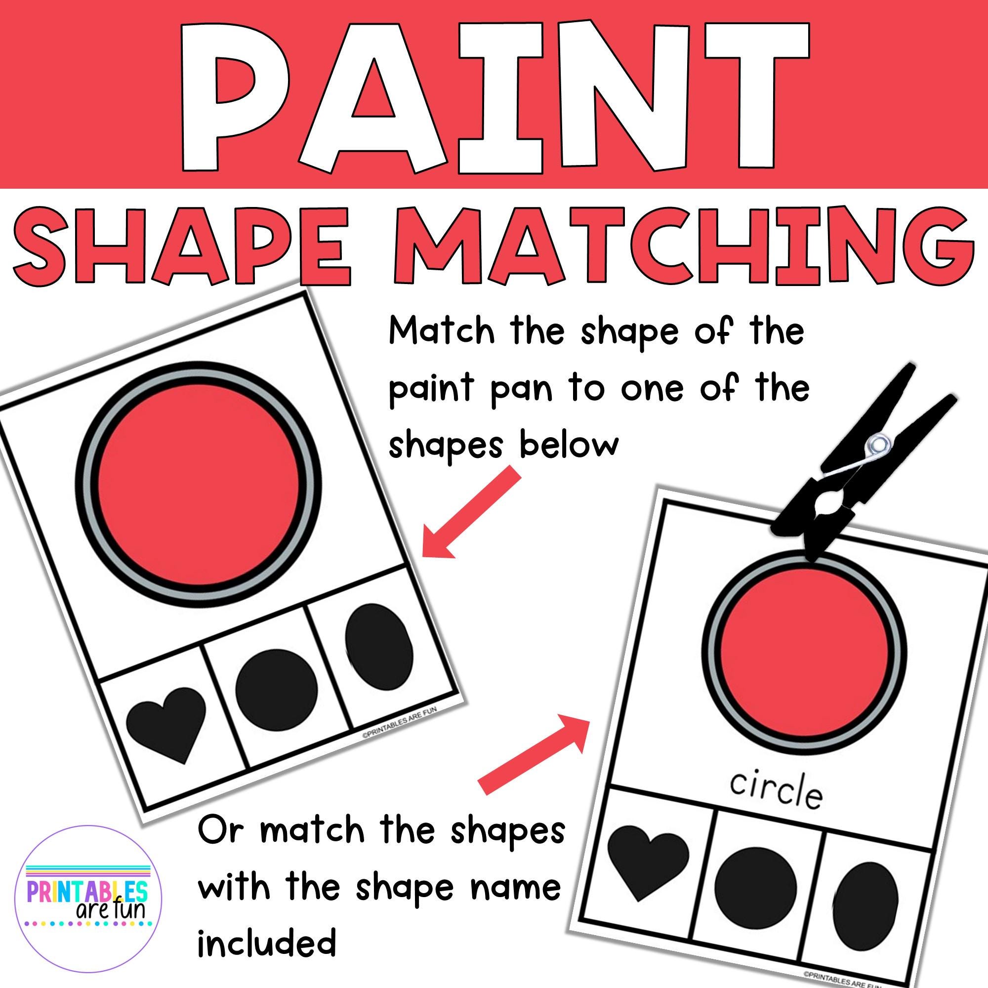 School Paint 2D Shape Matching Clip Cards | Printable Math Activity for ...
