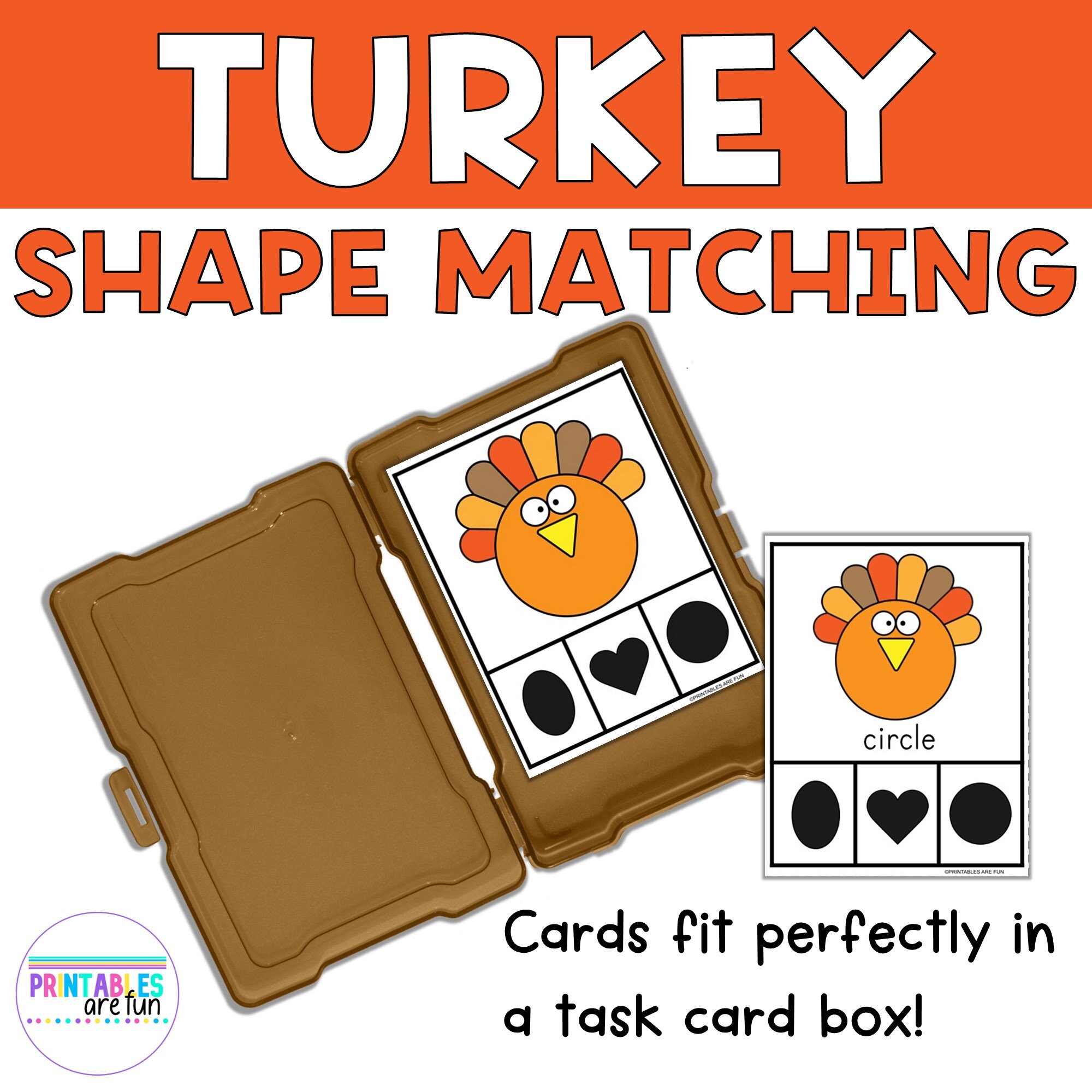 Thanksgiving Turkey 2D Shape Matching Clip Cards | Printable Math ...