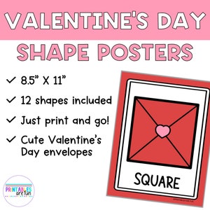 Valentine's Day 2D Shape Posters and Flash Cards | Printable Math ...