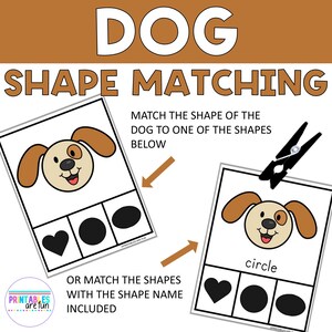 Dog 2D Shape Matching Clip Cards | Printable Math Activity for ...