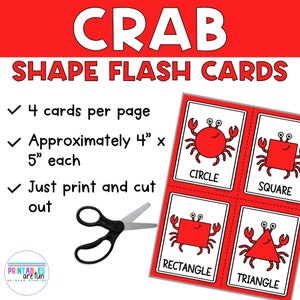 Crab 2D Shape Posters and Flash Cards | Printable Math Activity for ...