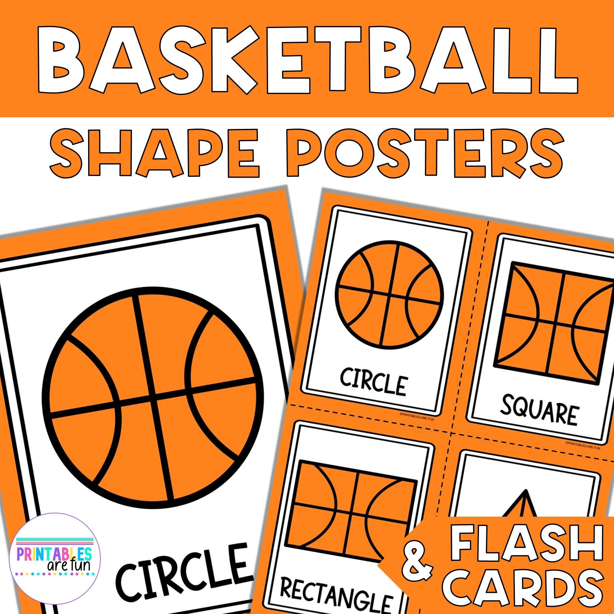 Basketball 2D Shape Posters and Flash Cards | Printable Math Activity ...