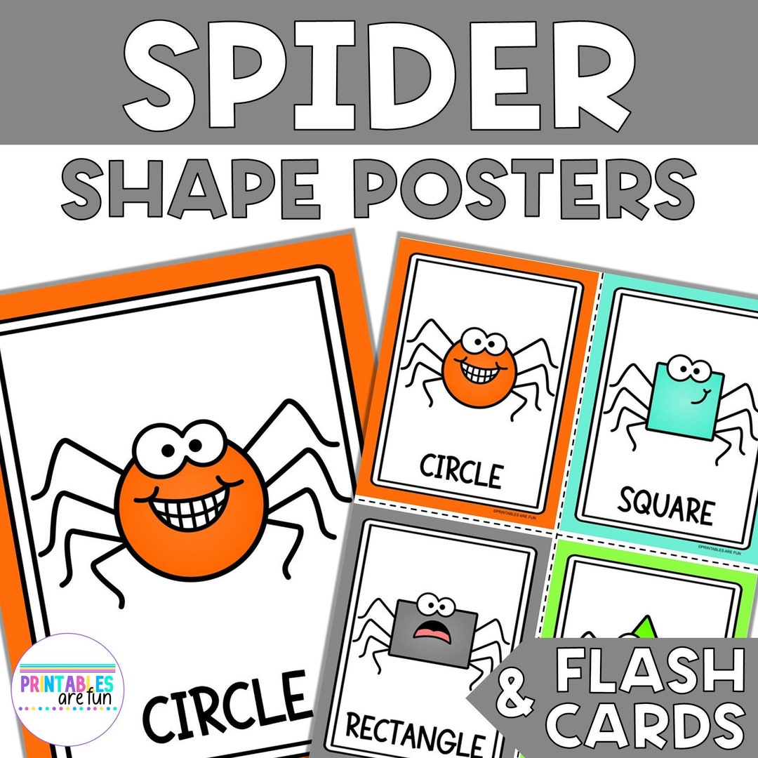 Spider 2D Shape Posters and Flash Cards | Printable Math Activity for ...