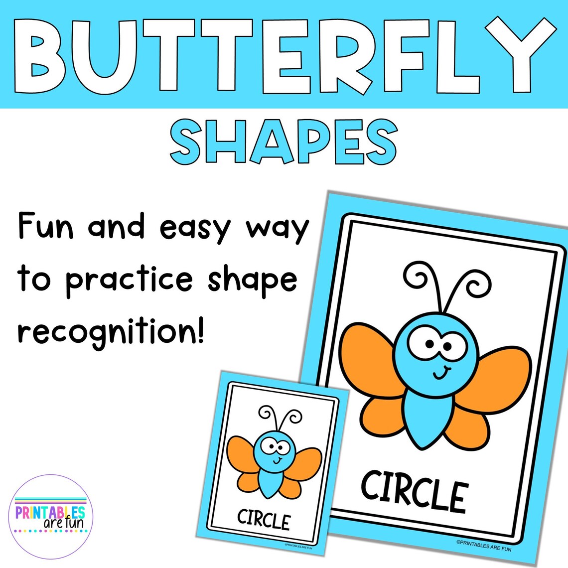 Butterfly 2D Shape Posters and Flash Cards Printable Math - Etsy