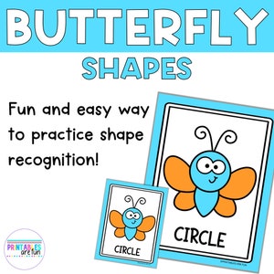 Butterfly 2D Shape Posters and Flash Cards | Printable Math Activity ...