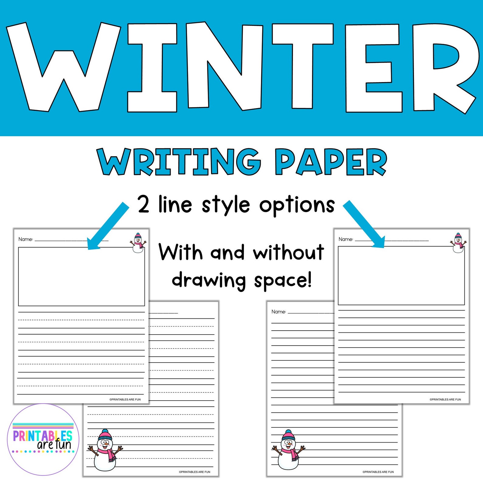Winter Writing Paper for Kids | Printable Lined Paper | Story Writing ...